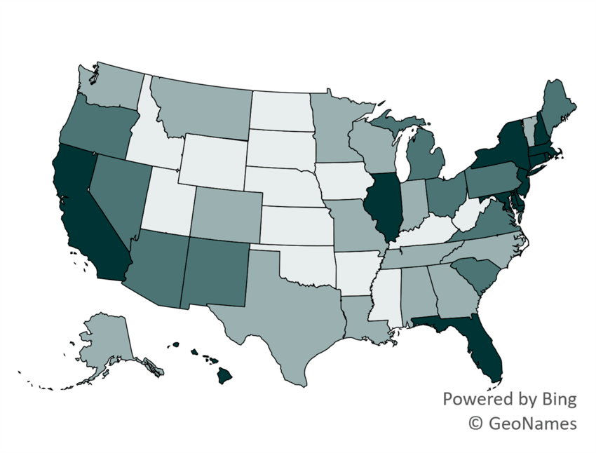 Median Age at First Marriage: Geographic Variation, 2019